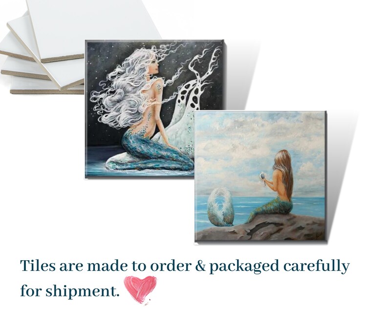 Mermaid Ceramic Tile Decorative Beach House Decor | Etsy