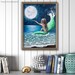 Mermaid Moon Art, Night Ocean Fantasy Print, Coast Home Decor - Etsy