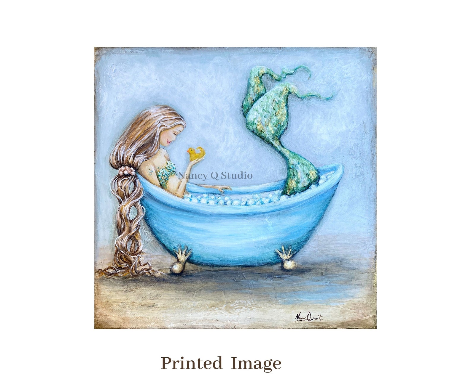 Mermaid in a Bubble Bath Tile Bathroom Backsplash - Etsy