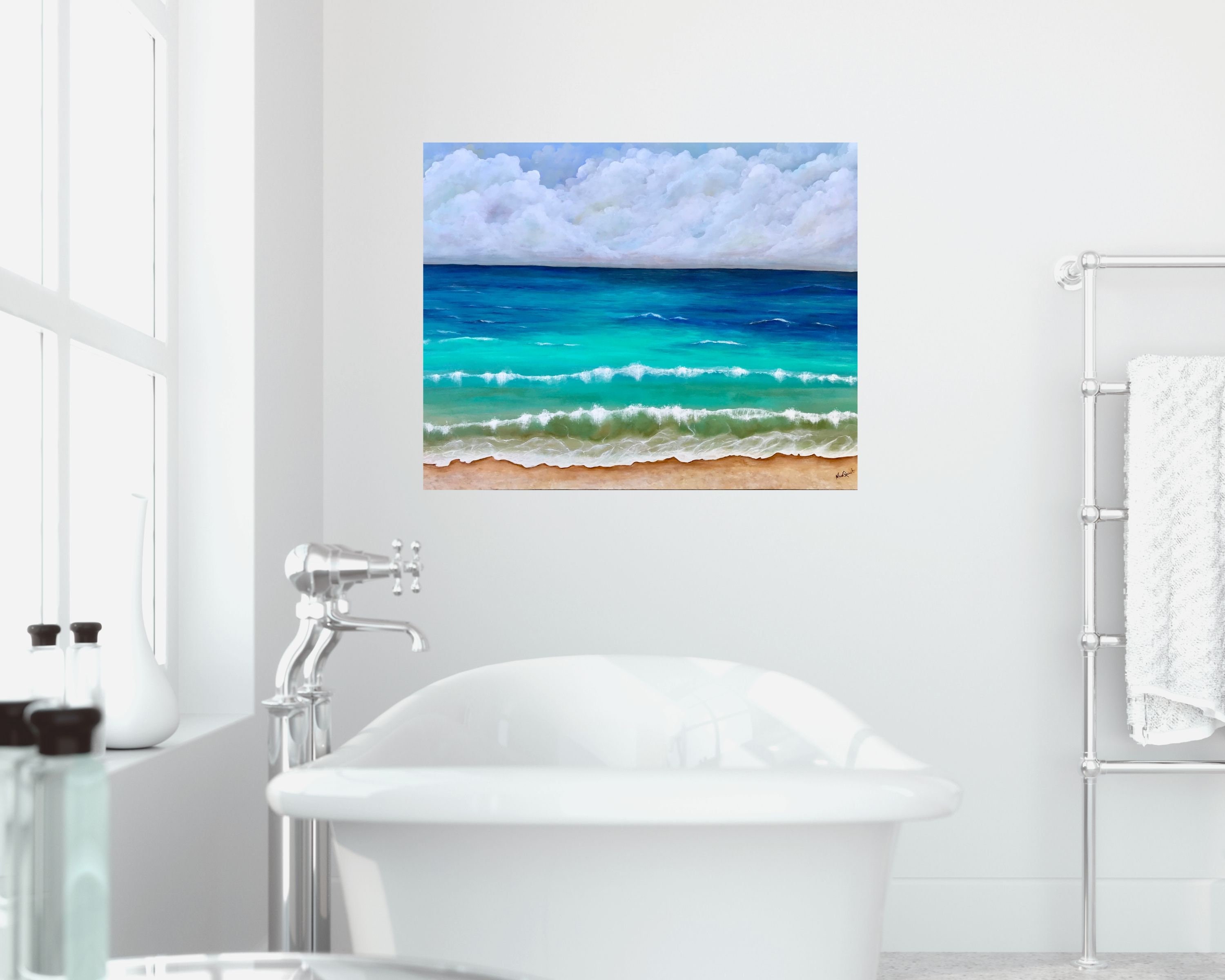 Beach painting ocean wall art print | Etsy