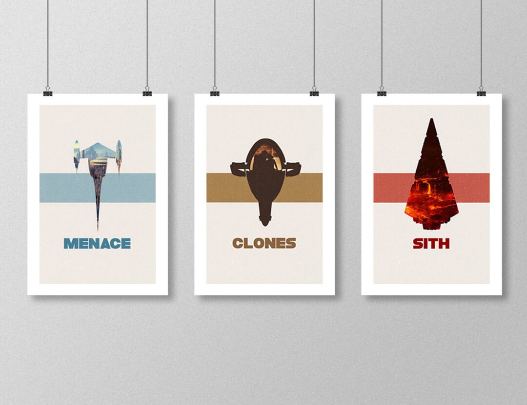 STAR WARS Inspired Prequel Trilogy Minimalist Movie Poster Print Set ...