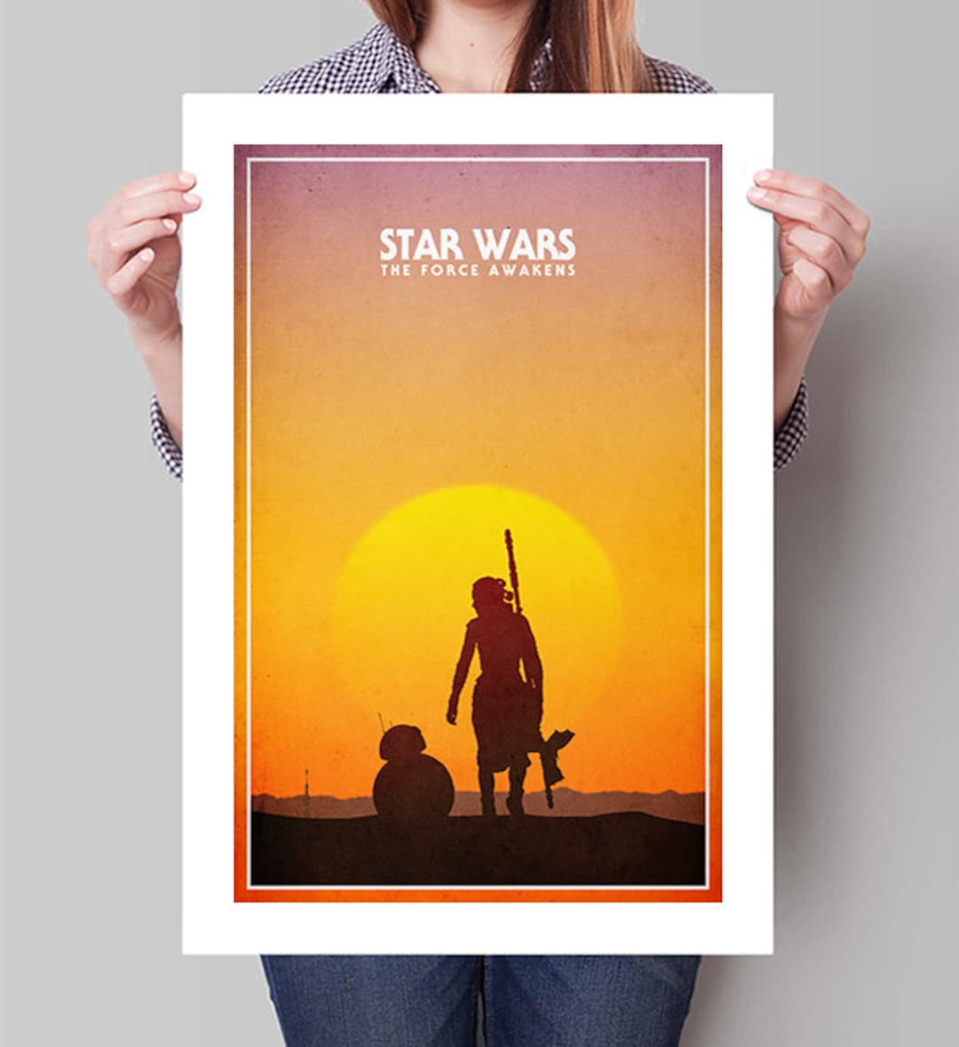 STAR WARS the Force Awakens Movie Poster, Large Wall Art, Rey, BB8 ...