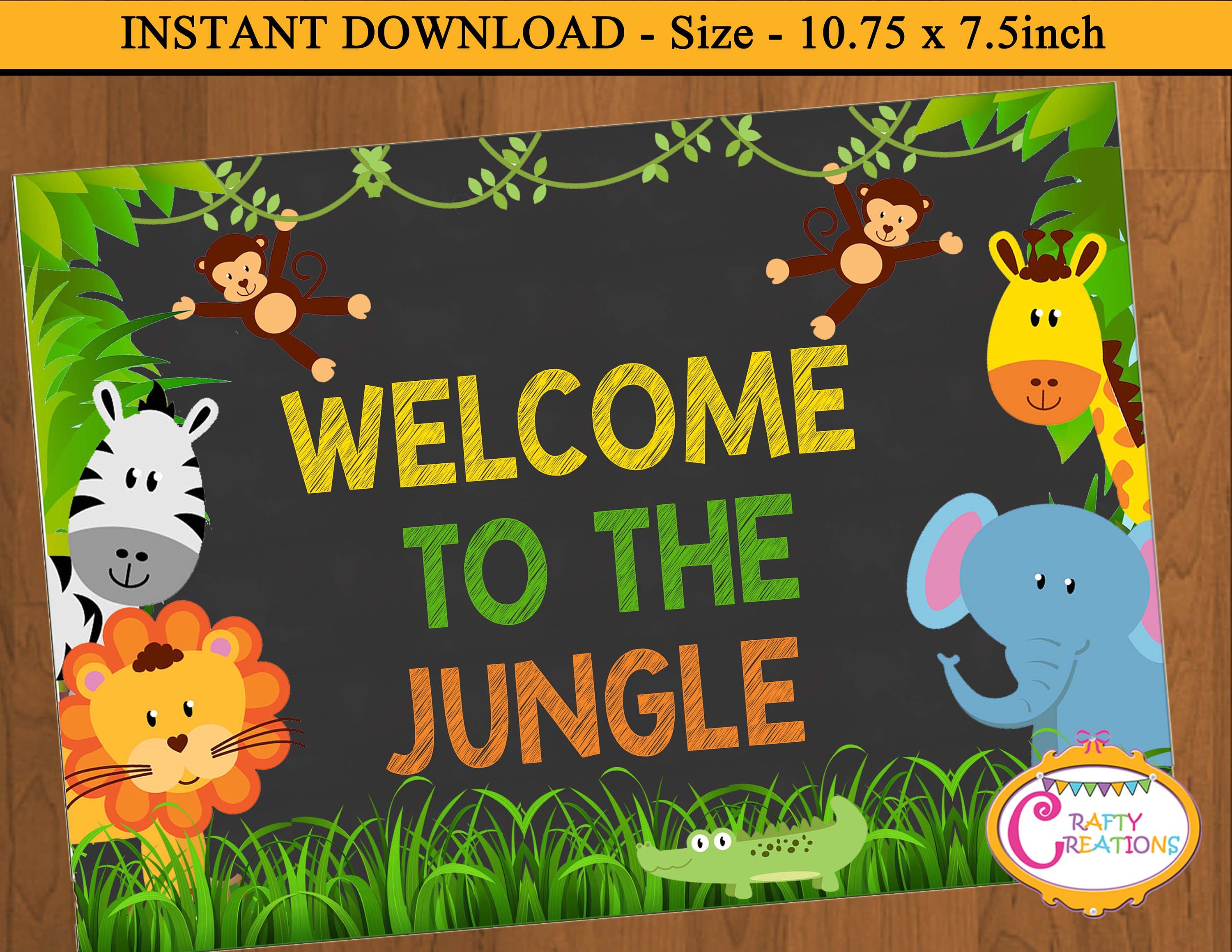 INSTANT DOWNLOAD Welcome to the Jungle Party Sign Jungle | Etsy