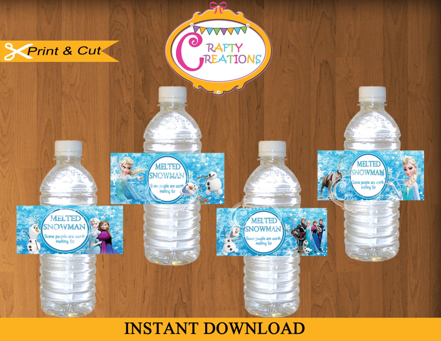 Disney Frozen Water Bottle Labels Printable Disney Instant Etsy