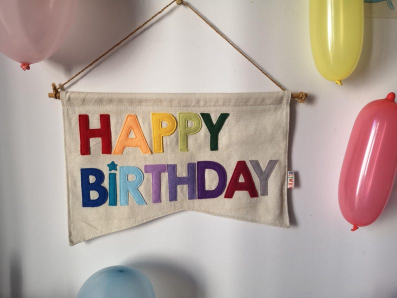 Happy Birthday Wall Hanging, Birthday Wall Sign, Rainbow Happy Birthday ...