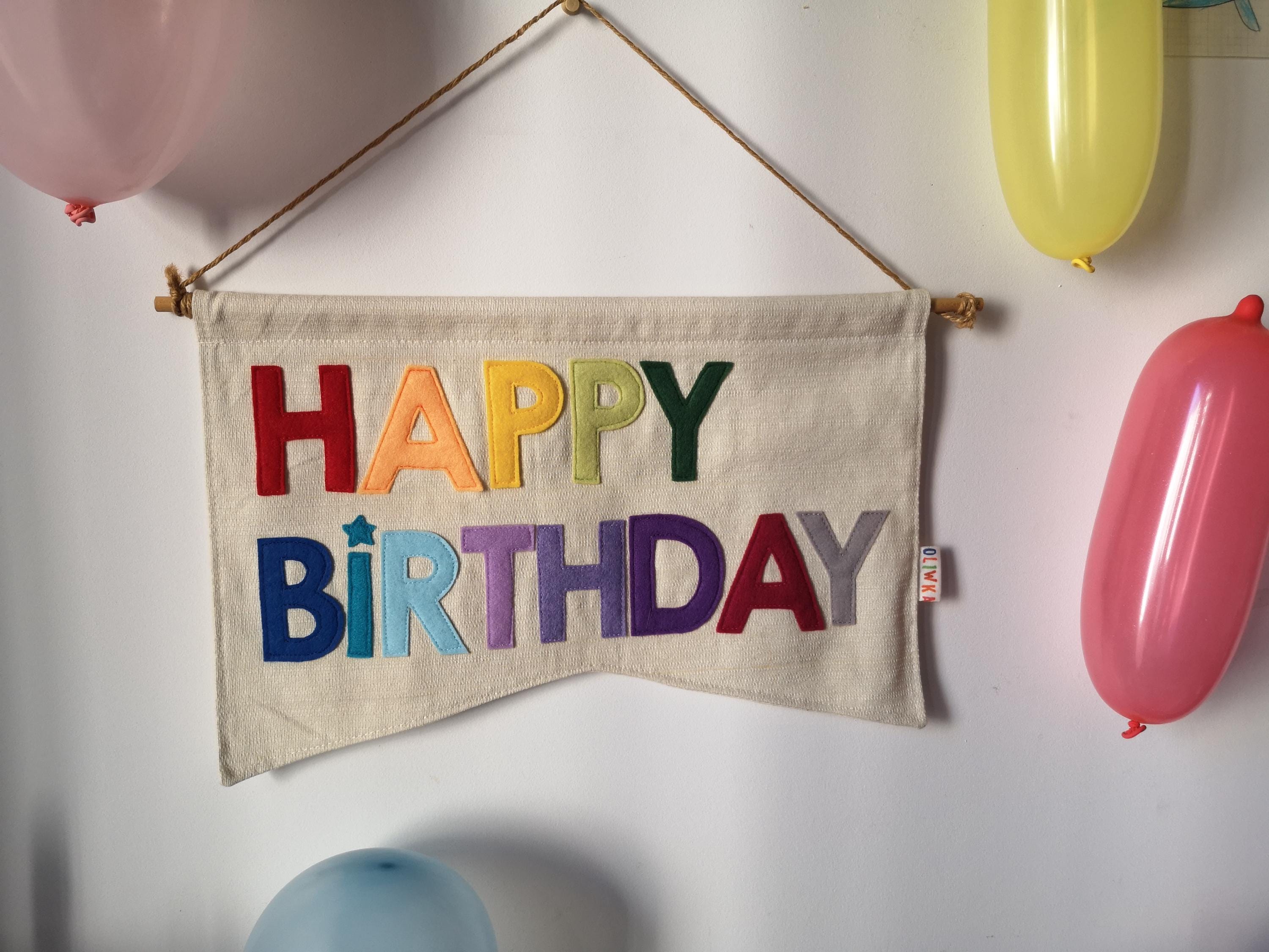 Happy Birthday Wall Hanging, Birthday Wall Sign, Rainbow Happy Birthday ...