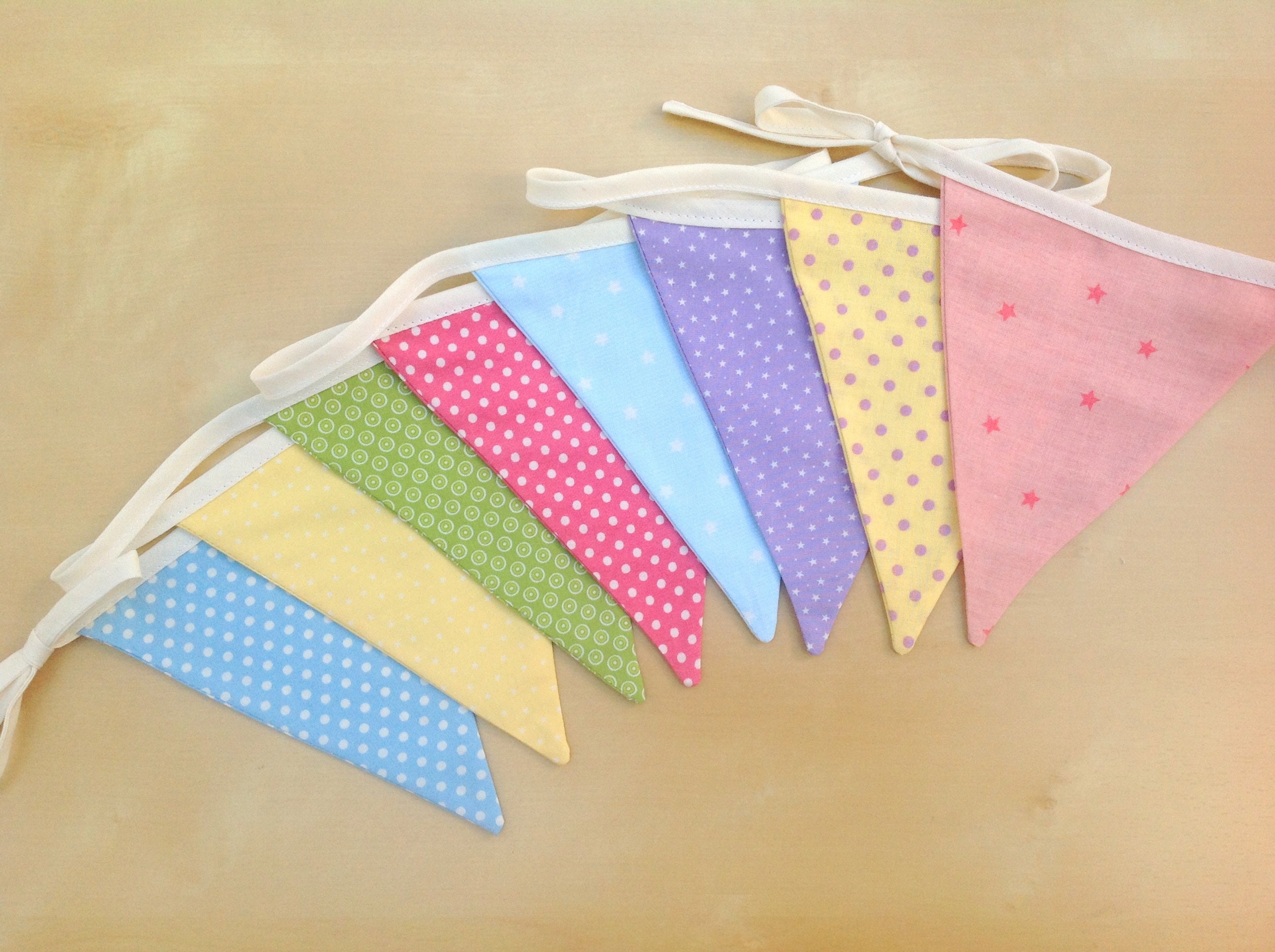 Banderines de tela, banderines colores pastel, banderines decoración ...