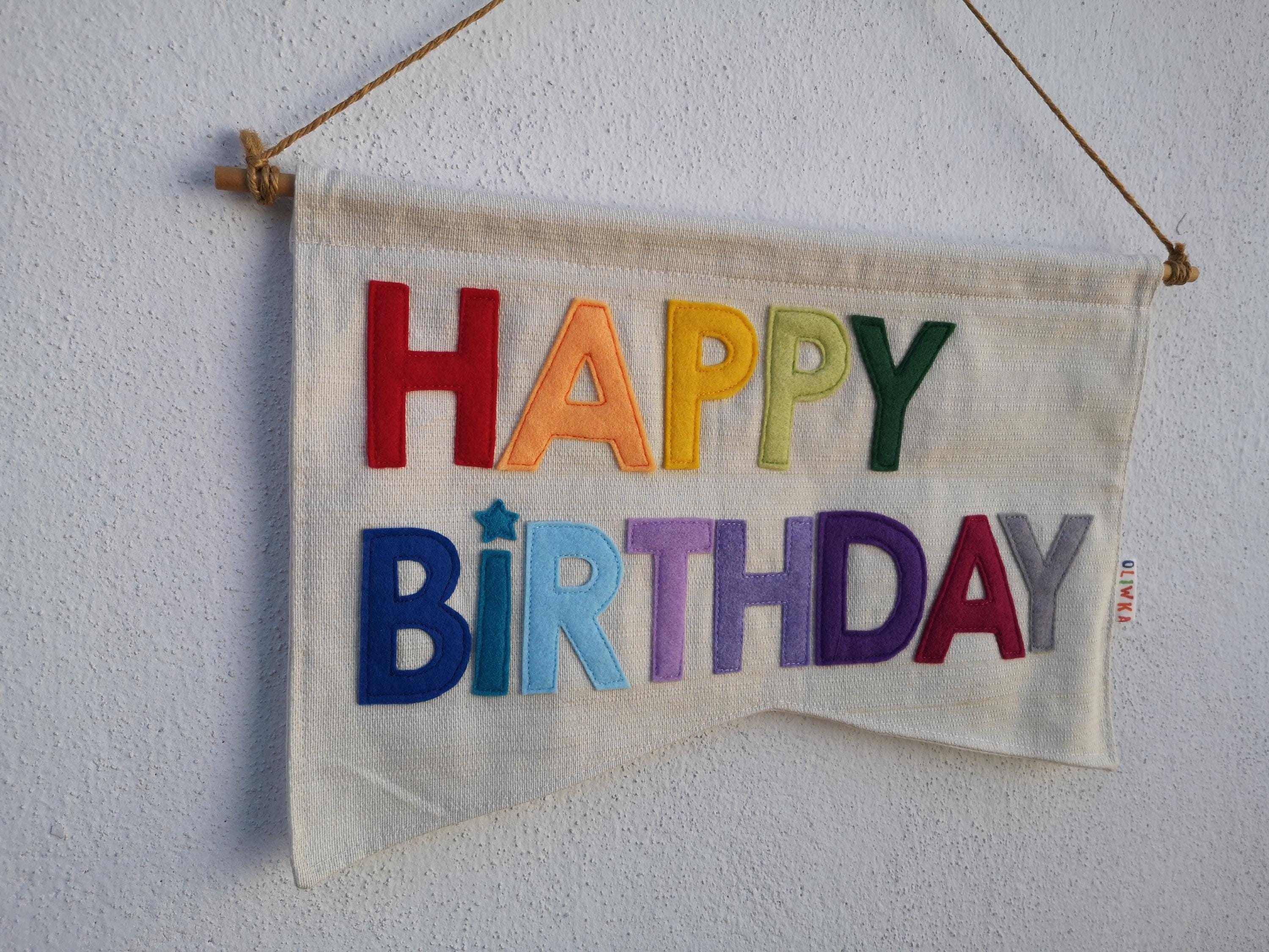 Happy Birthday Wall Hanging, Birthday Wall Sign, Rainbow Happy Birthday ...