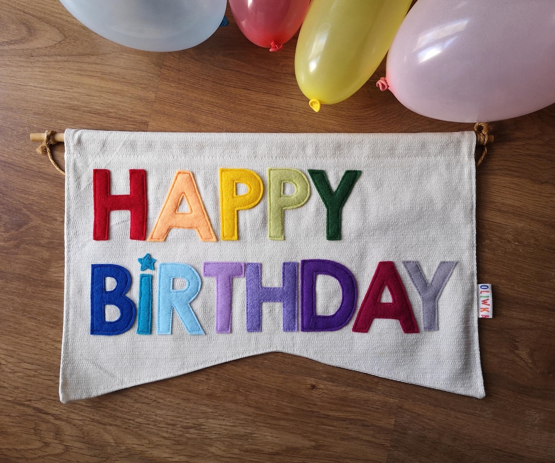 Happy Birthday Wall Hanging, Birthday Wall Sign, Rainbow Happy Birthday ...