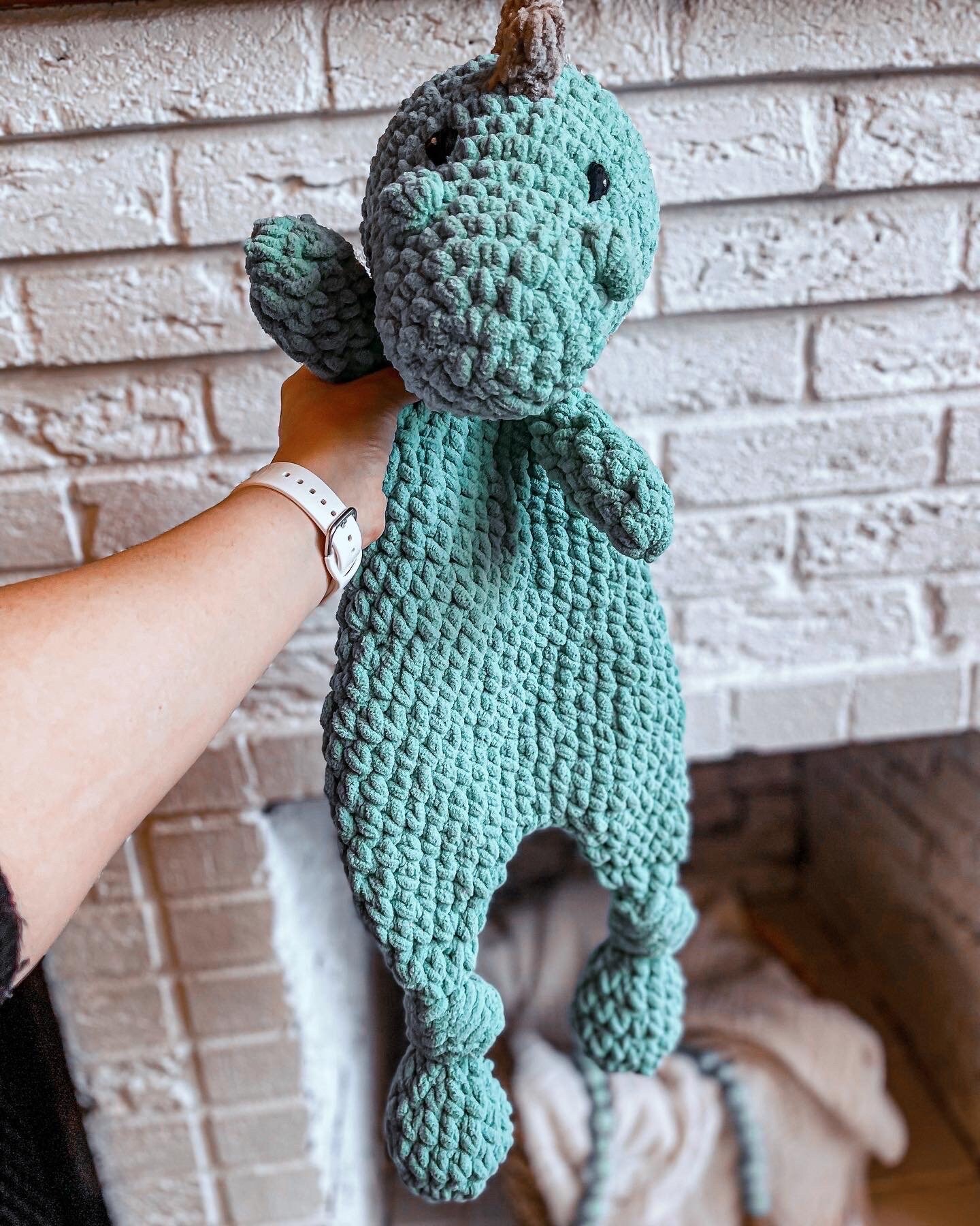 Crocheted Dino Stuffie Amigurumi Lovey - Etsy