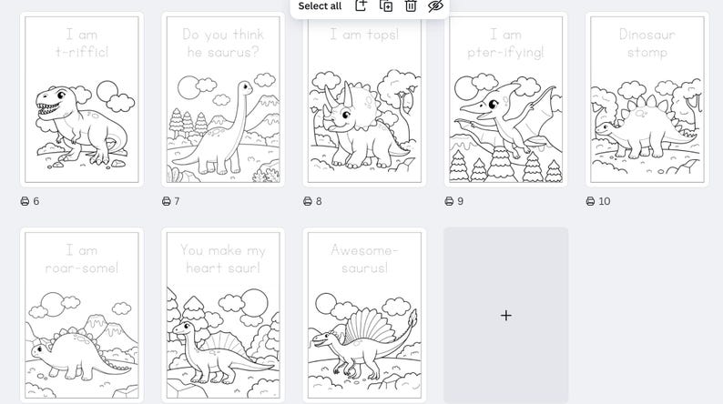 Printable Dinosaur Coloring Book, Digital Coloring Pages, Kids Coloring ...