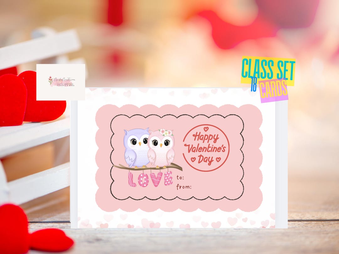 Printable Owl Valentine Cards, Cute Kids Valentines, DIY Classroom ...
