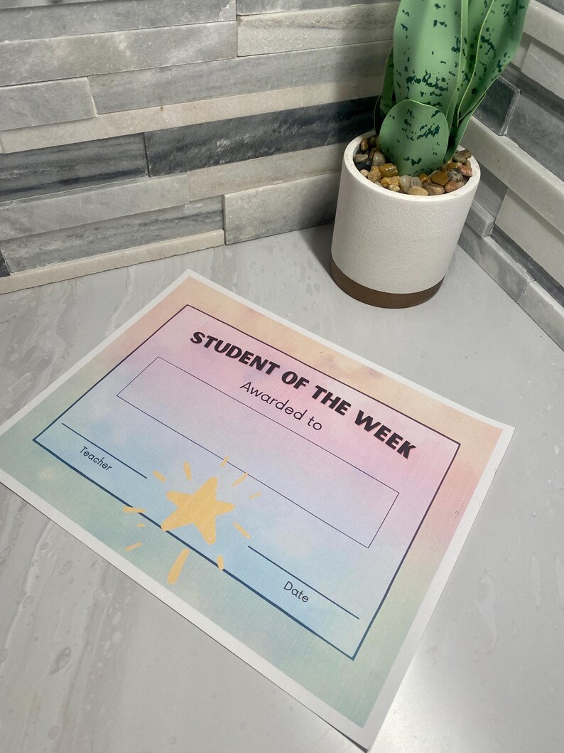 Printable Digital Student of the Week Certificate, Printable Classroom ...