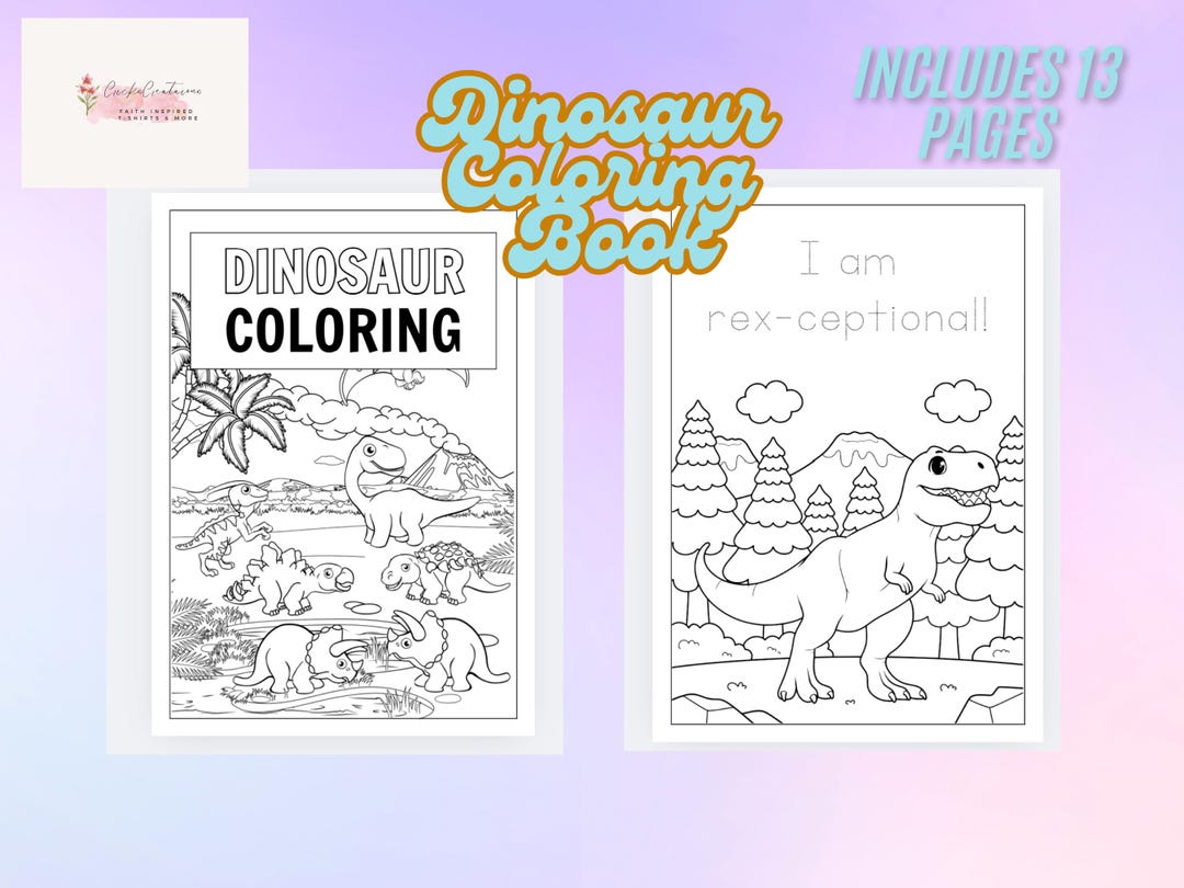 Printable Dinosaur Coloring Book, Digital Coloring Pages, Kids Coloring ...