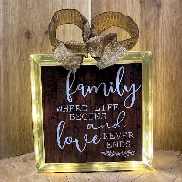 Family Glass Block - Etsy