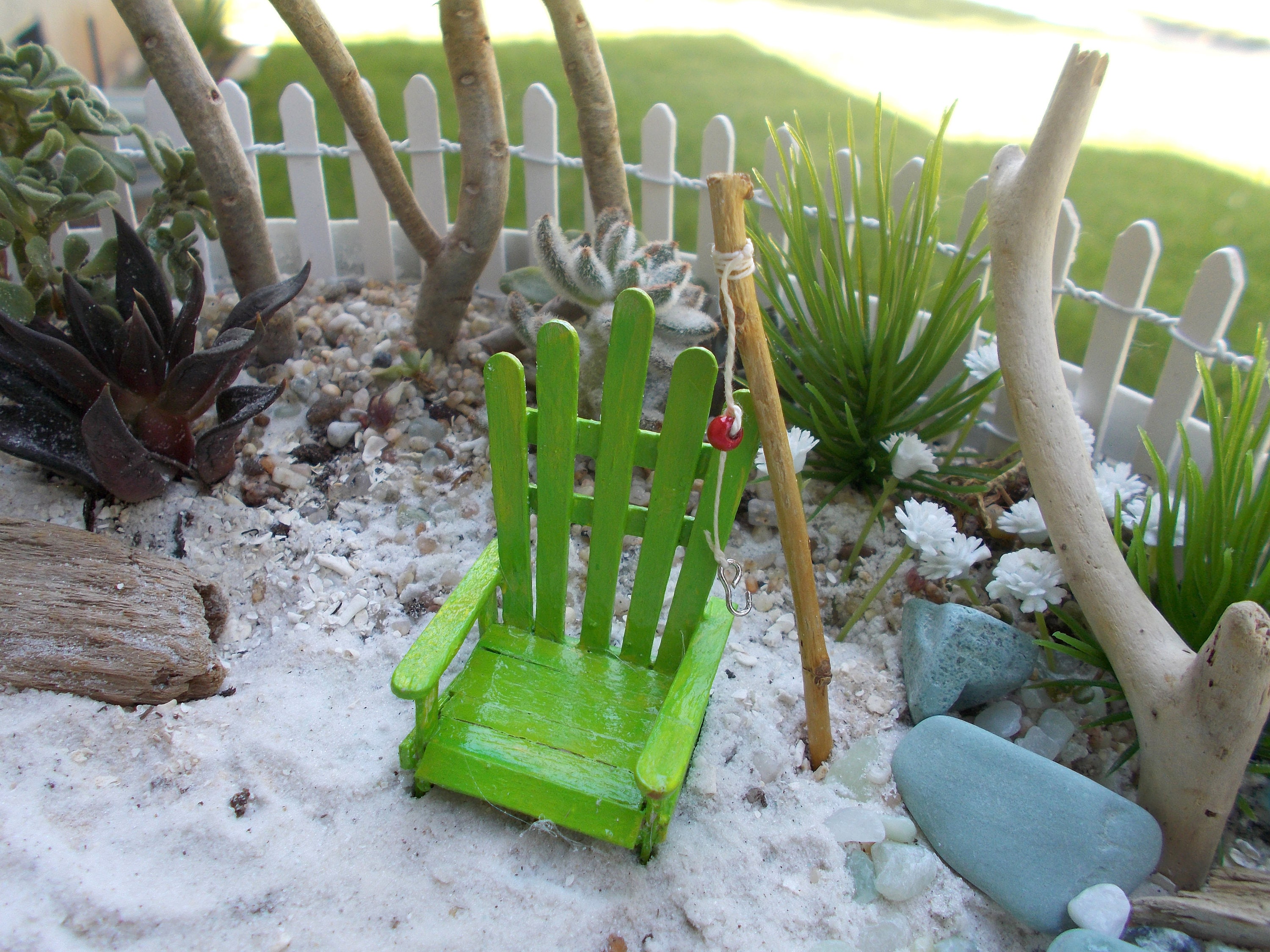 Fairy Garden Huck Finn Fishing Pole String of Fish Camping | Etsy