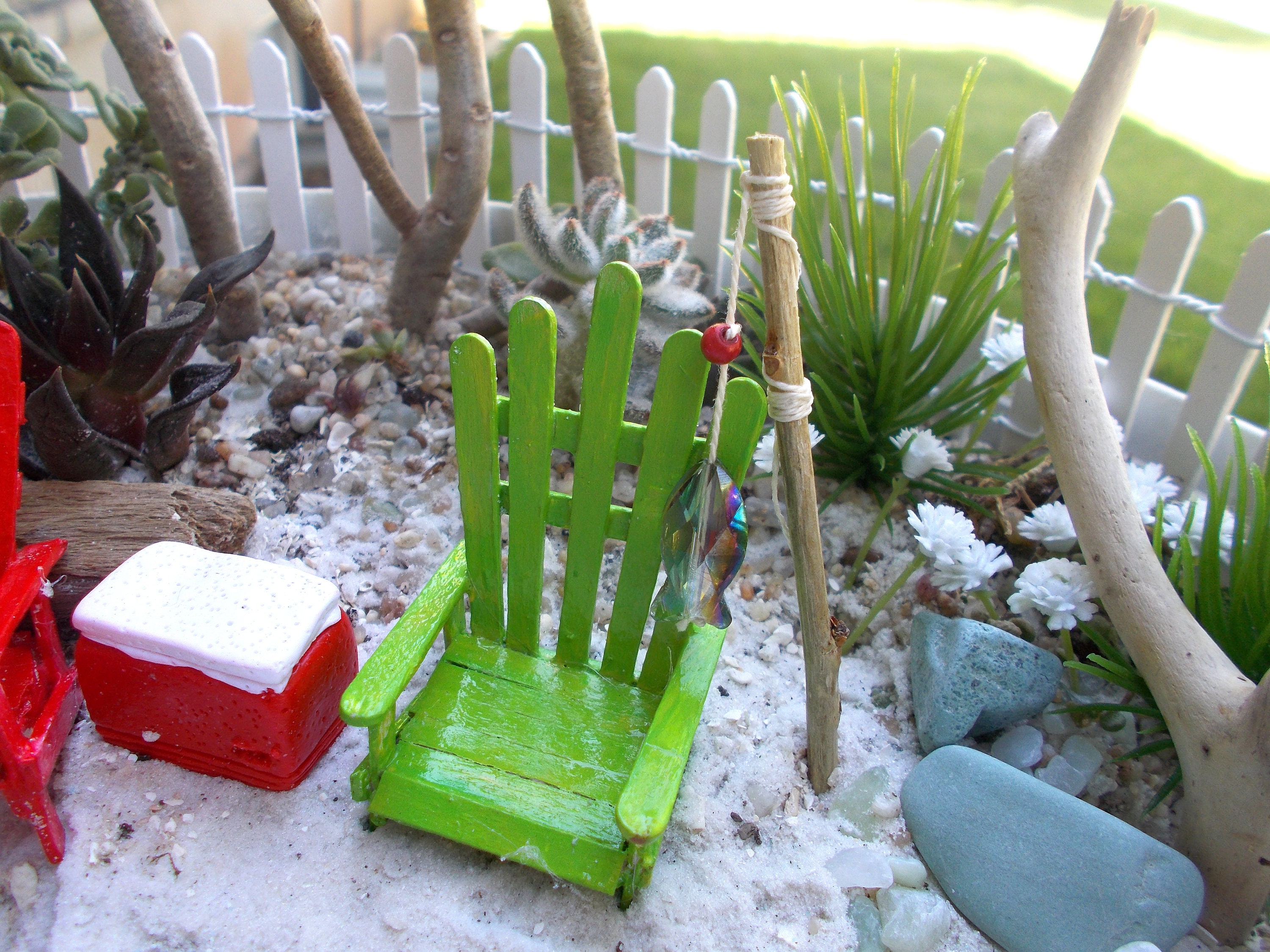 Fairy Garden Huck Finn Fishing Pole String of Fish Camping | Etsy