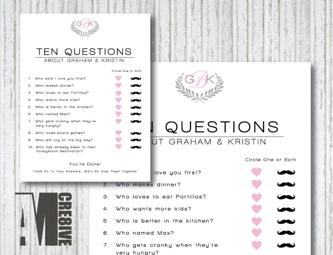 Bridal Shower Game - Personalized - Fully Customizable - Etsy