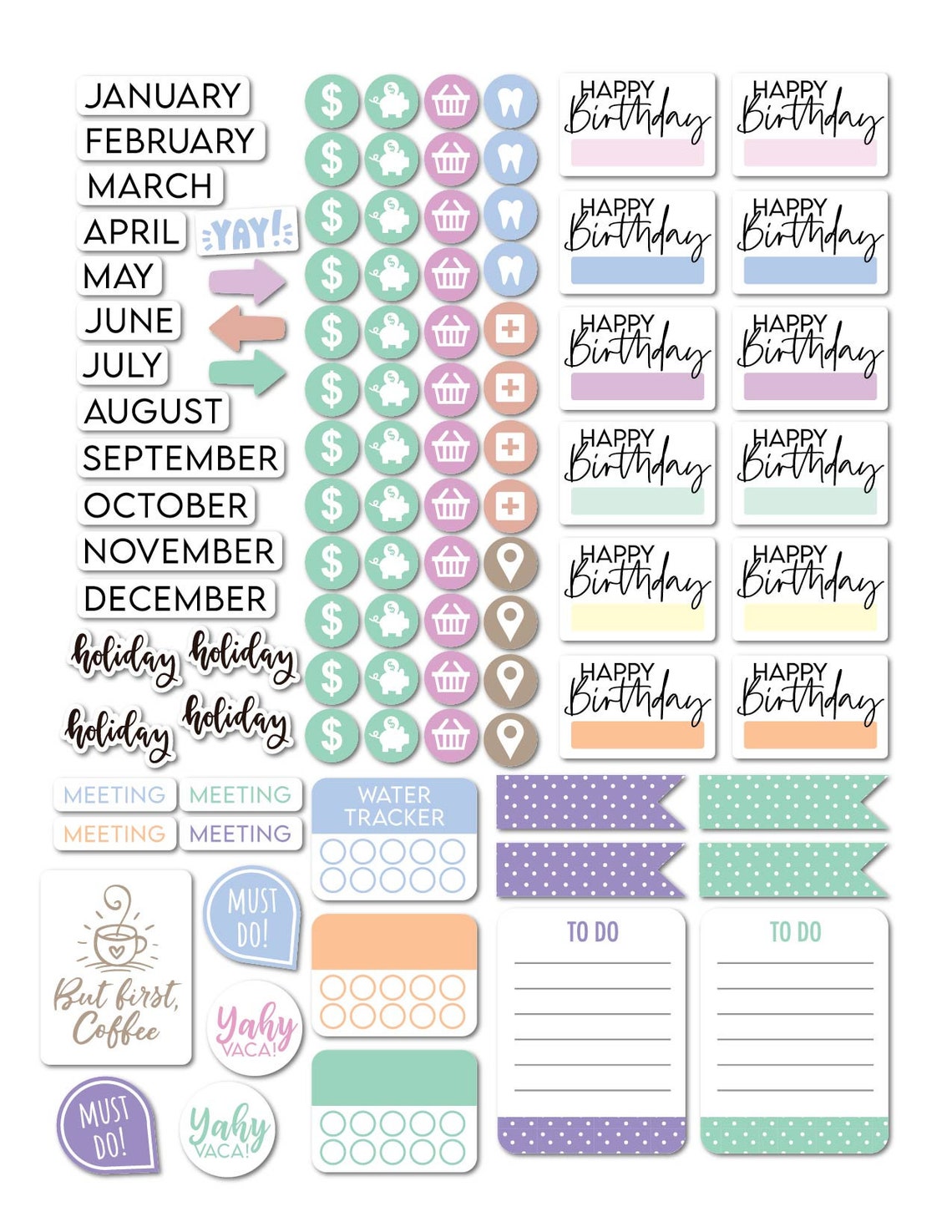 Undated Planner Stickers - Digital File - Packed With 98 Stickers! - Etsy
