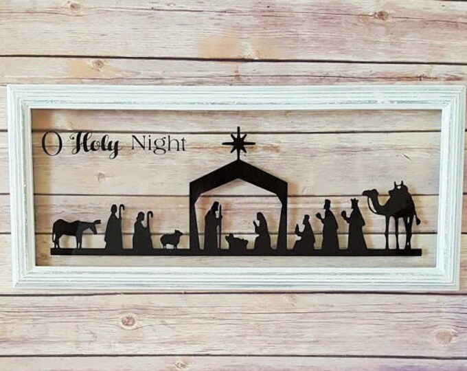 Farmhouse Christmas Sign Nativity Scene Sign O Holy Night Sign ...