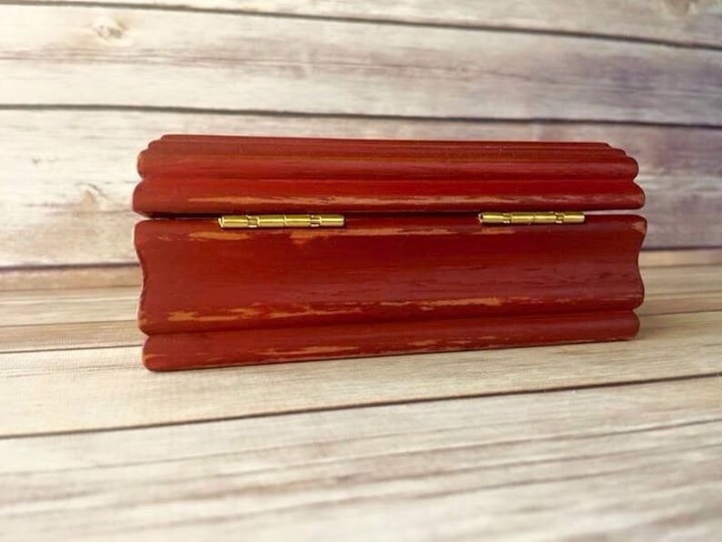 Red Jewelry Box Wood Jewelry Box Rustic Jewelry Box Ring - Etsy