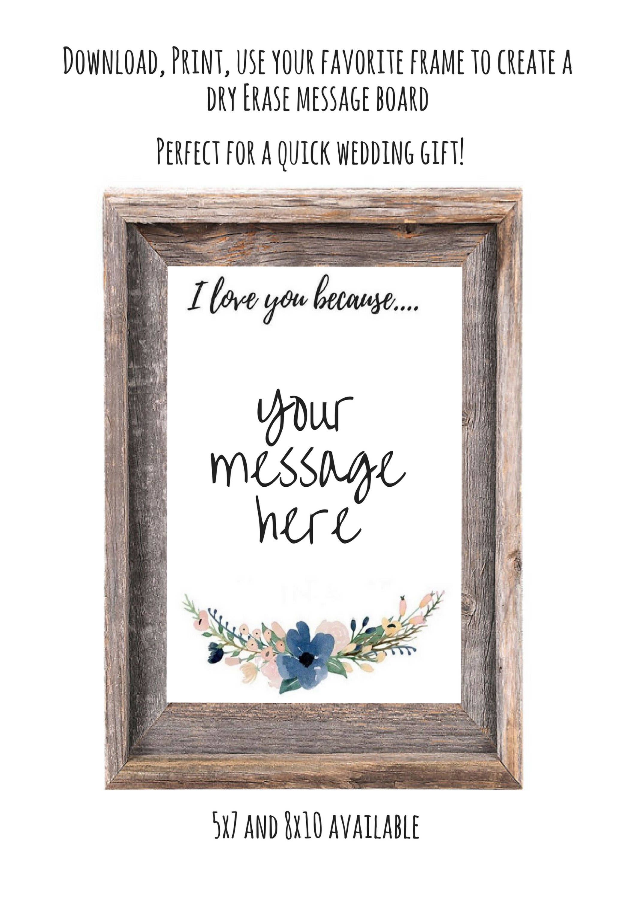 I Love You Because Printable I Love You Because Dry Erase Instant ...