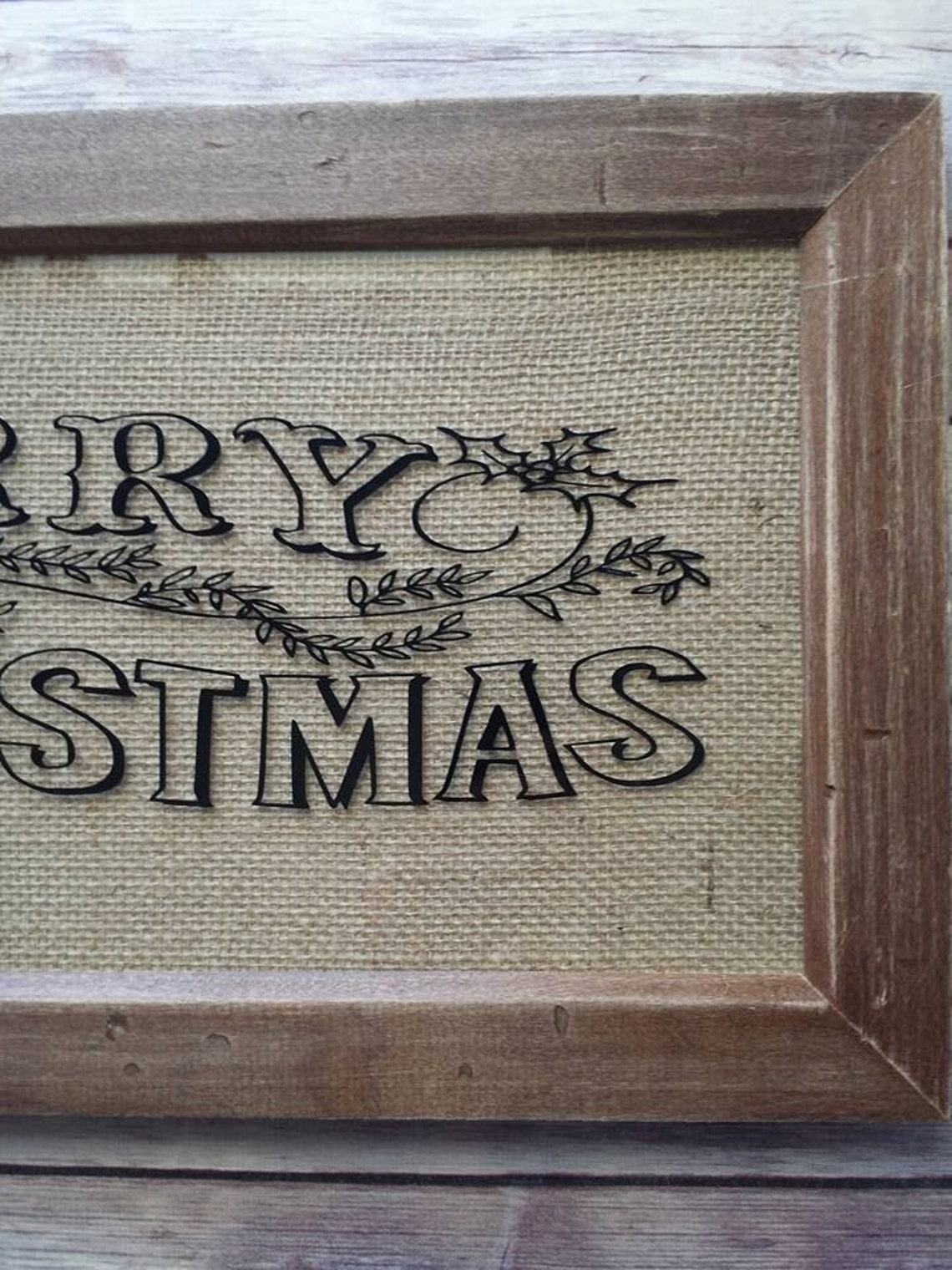 Rustic Merry Christmas Sign, Farmhouse Holiday Wall Decor, Burlap Style ...
