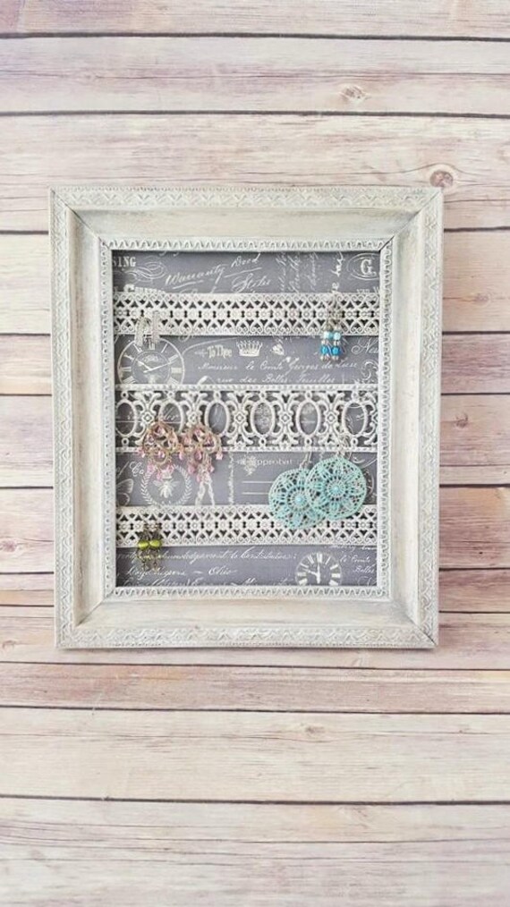 Wall Mounted Earring Display Framed Earring Holder Black | Etsy