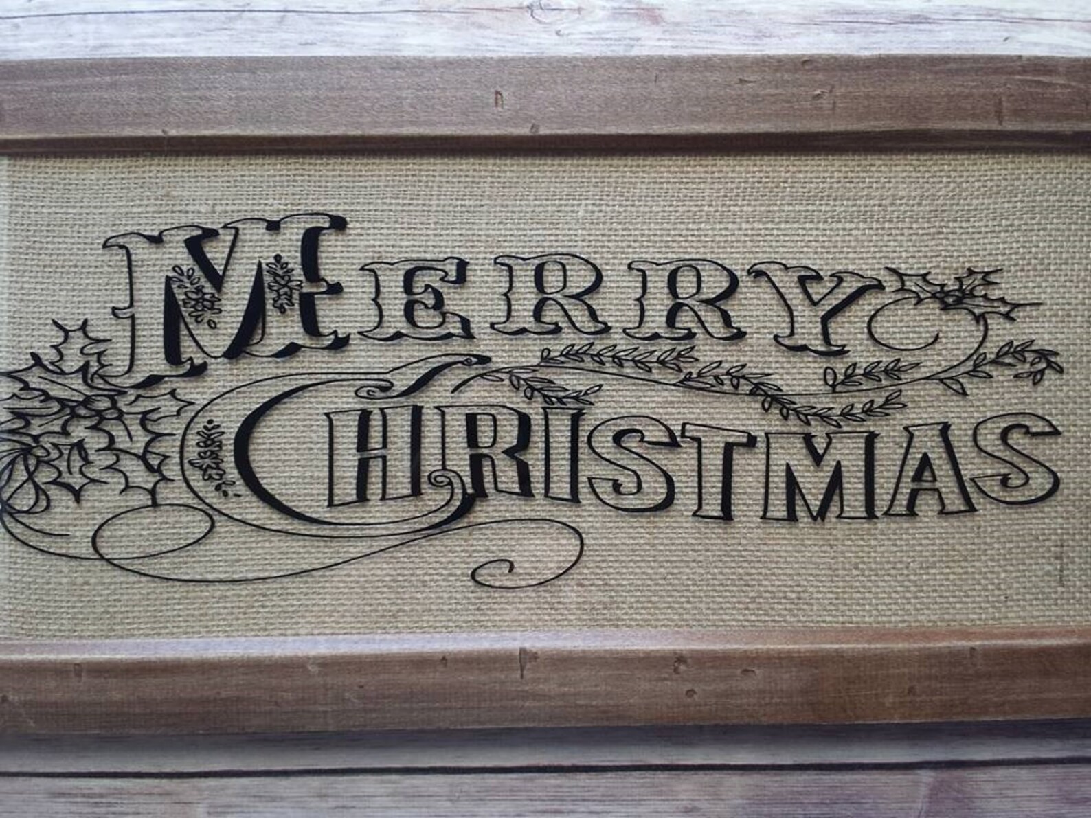 Rustic Merry Christmas Sign, Farmhouse Holiday Wall Decor, Burlap Style ...