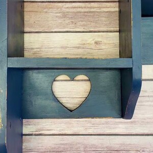 Navy Blue Wood Wall Display Shelf Shadow Box Americana Farmhouse Chic ...