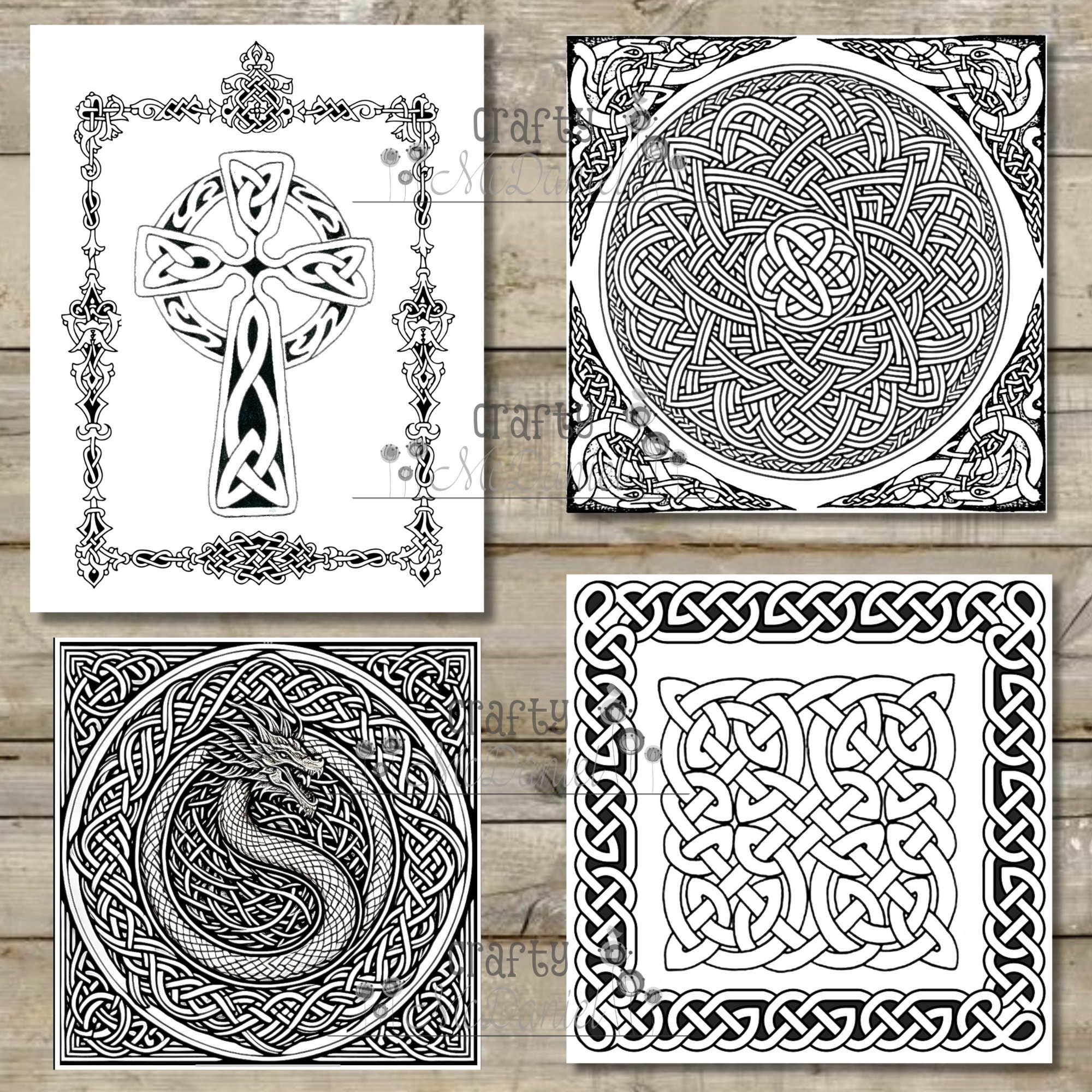 Celtic Knot Work Coloring Book Celtic Cross Claddagh Trinity Knot Heart ...