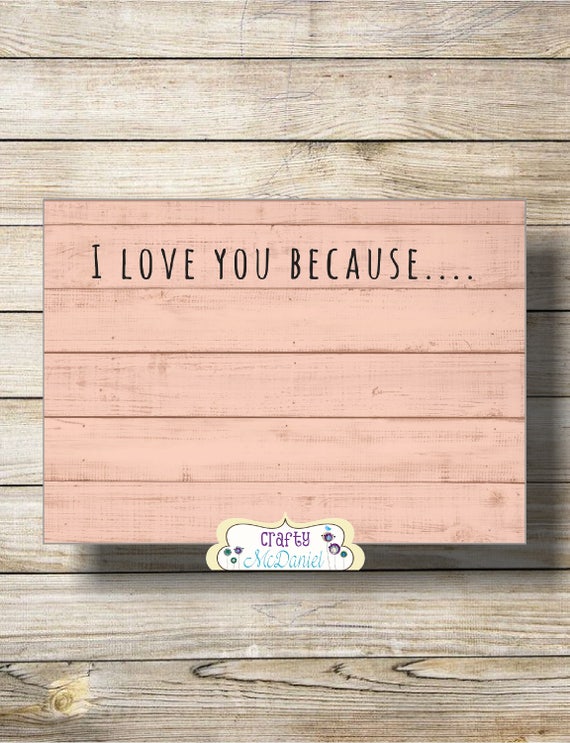 I Love You Because Printable I Love You Because Dry Erase | Etsy