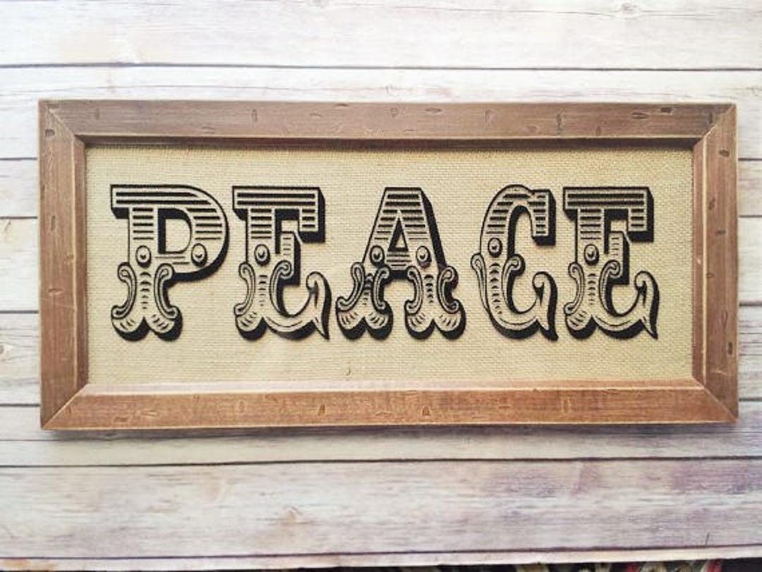 Wood Frame Peace Wall Sign Vintage Chic Home Decor Country Kitchen ...