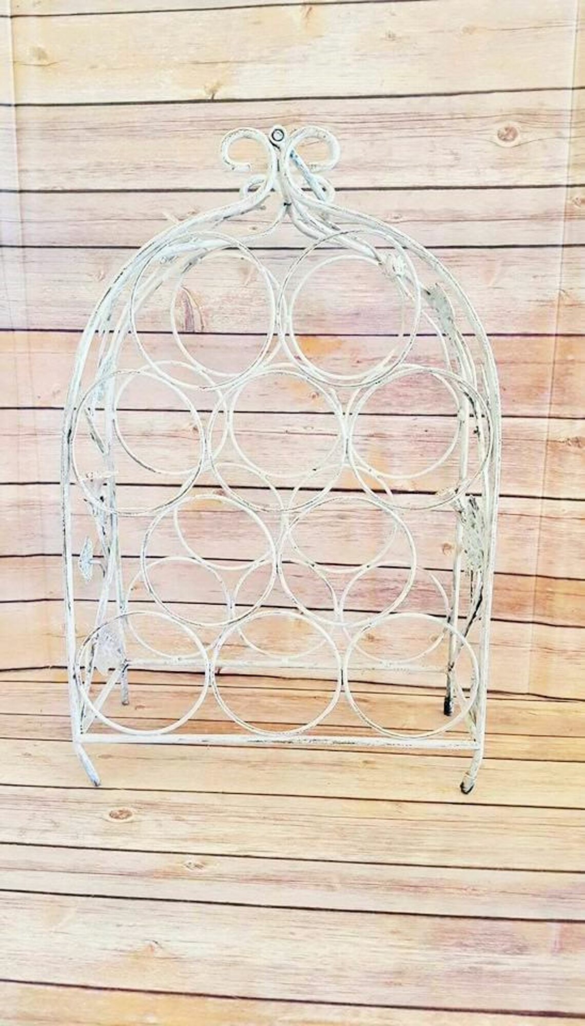 Vintage Metal Wine Rack: Holds 10 Bottles, Farmhouse Bar Decor ...