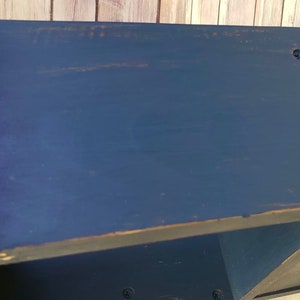 Navy Blue Wood Wall Display Shelf Shadow Box Americana Farmhouse Chic ...