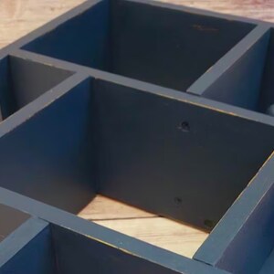 Navy Blue Wood Wall Display Shelf Shadow Box Americana Farmhouse Chic ...