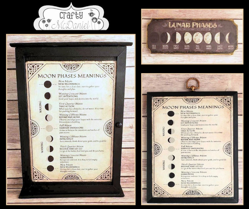 Lunar Phases Wooden Wall Plaque Moon Phase Sign Wooden Wall Sign Moon ...