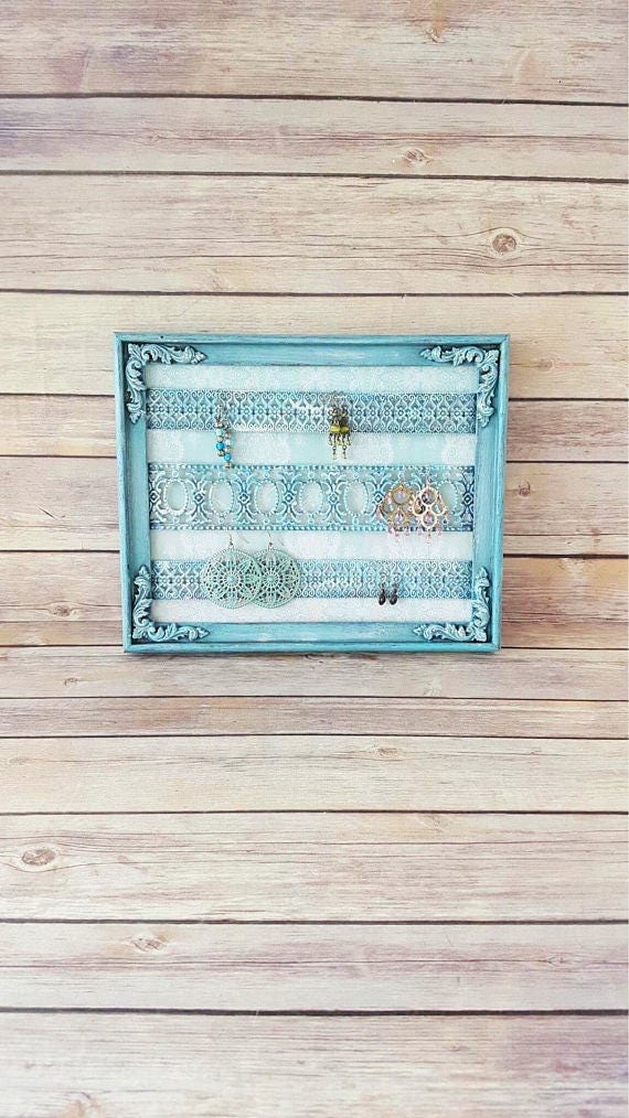 Wall Mounted Earring Display Framed Earring Holder Vintage | Etsy