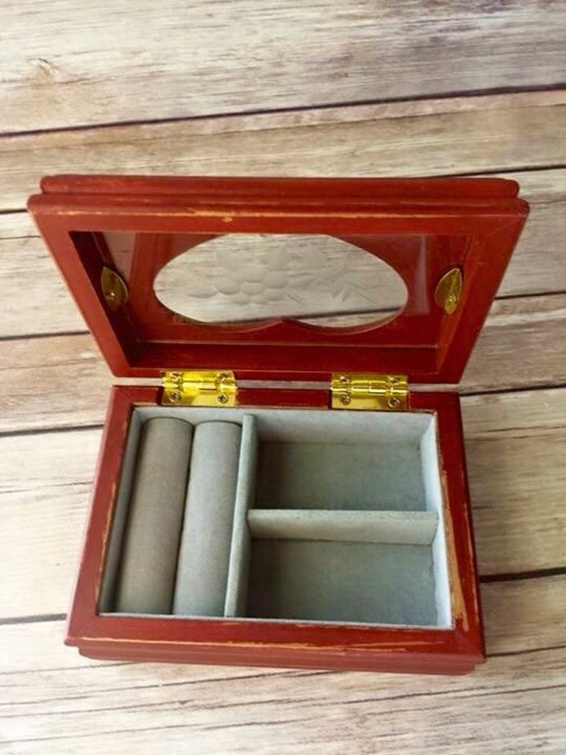 Red Jewelry Box Wood Jewelry Box Rustic Jewelry Box Ring - Etsy