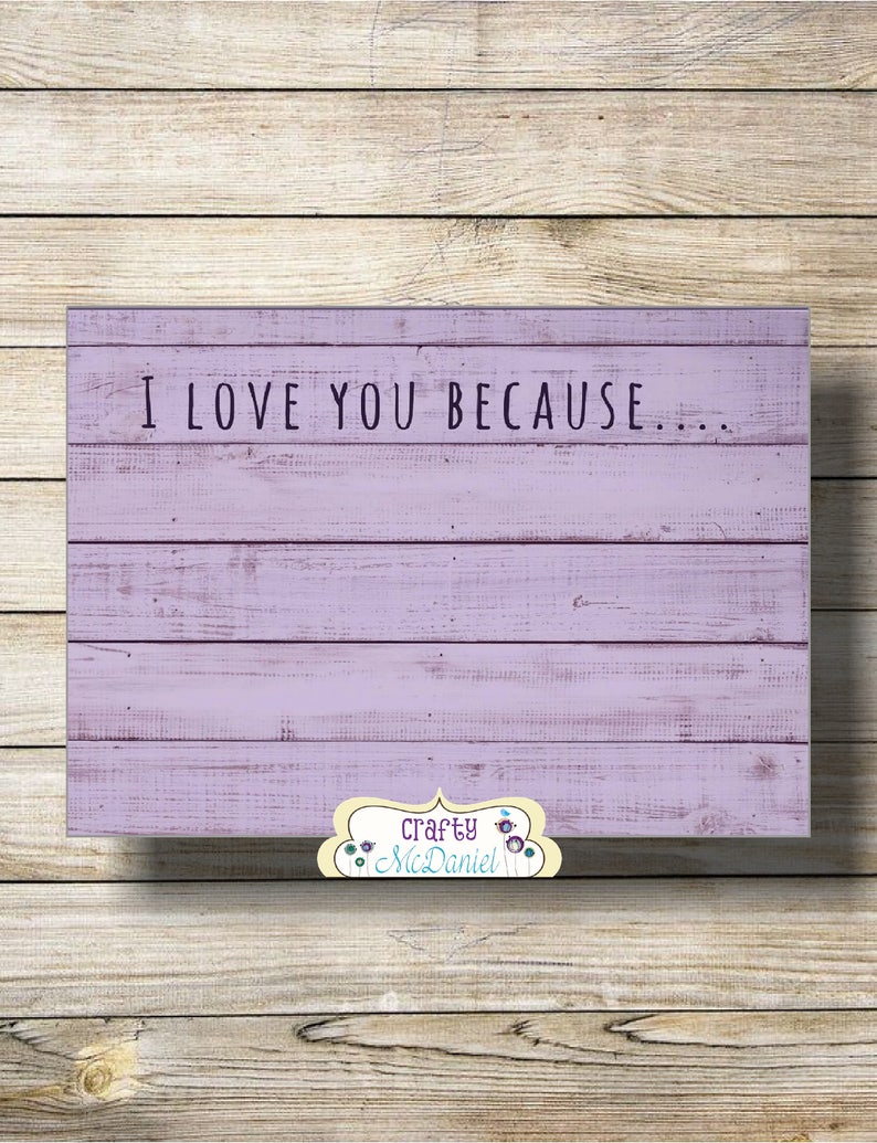 I Love You Because Printable I Love You Because Dry Erase Instant ...