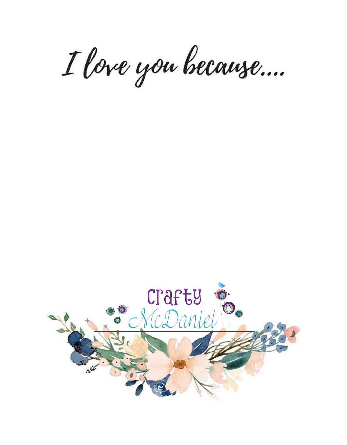 I Love You Because Printable I Love You Because Dry Erase - Etsy