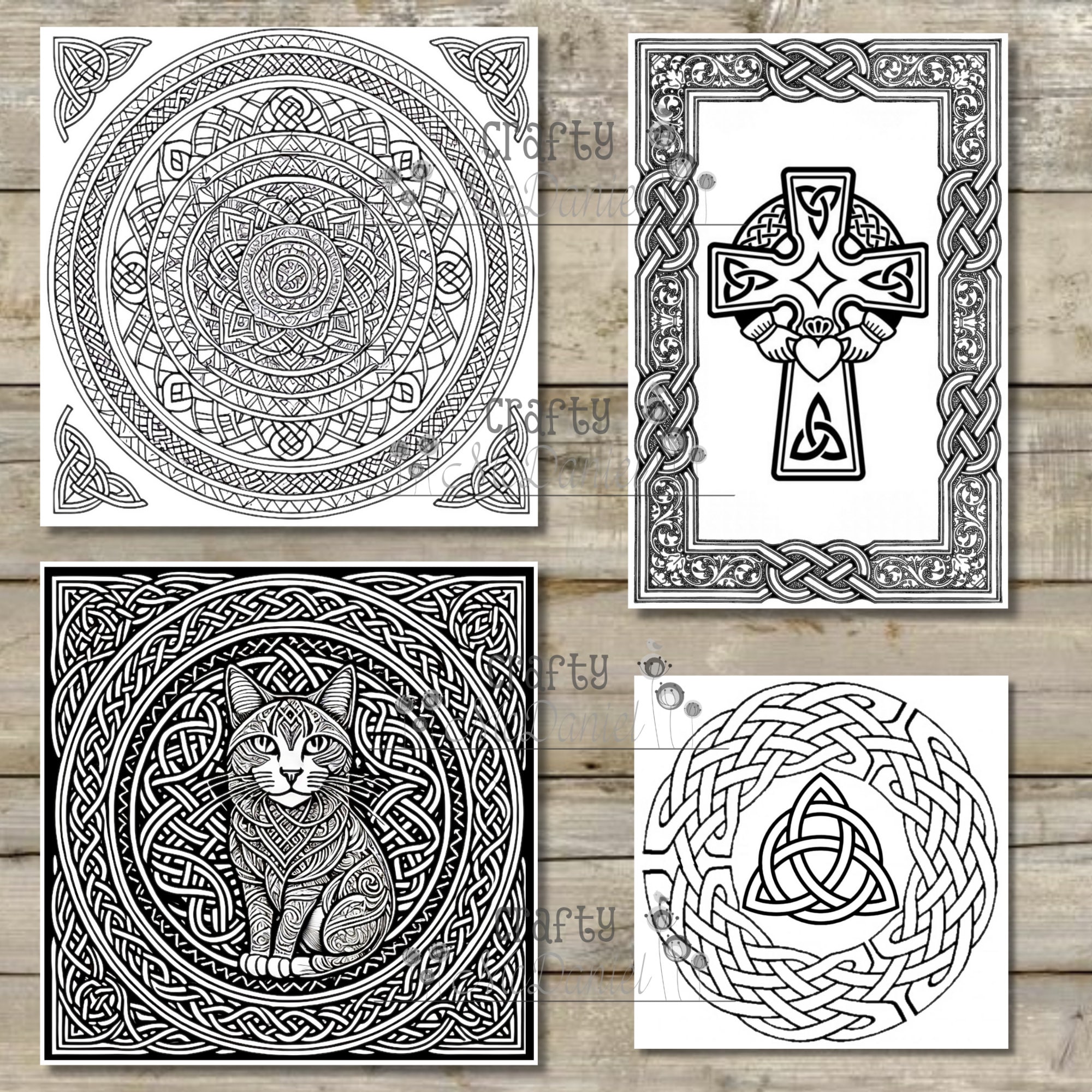 Celtic Knot Work Coloring Book Celtic Cross Claddagh Trinity Knot Heart ...