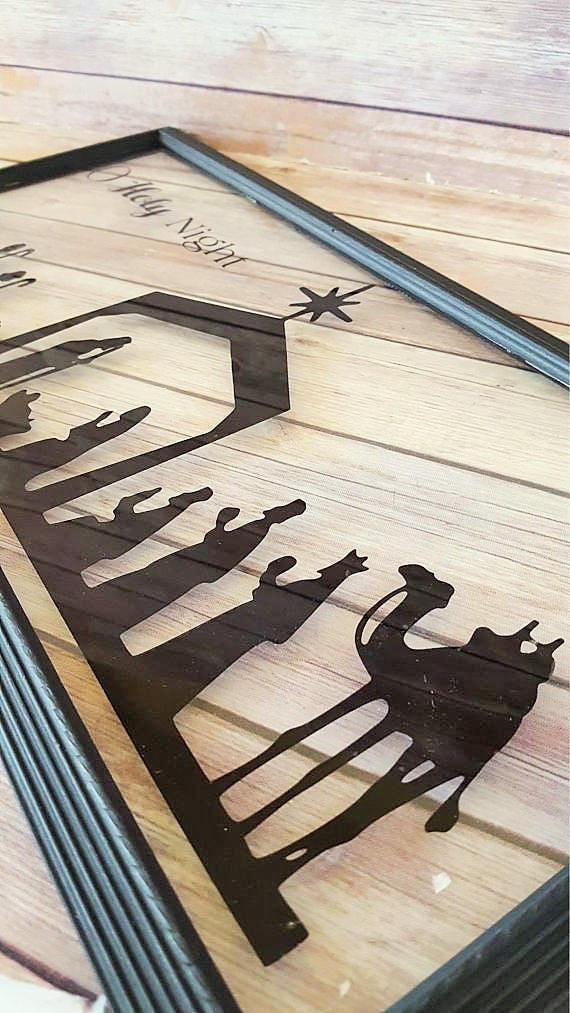 Farmhouse Christmas Sign | Nativity Scene Sign | O Holy Night Sign ...