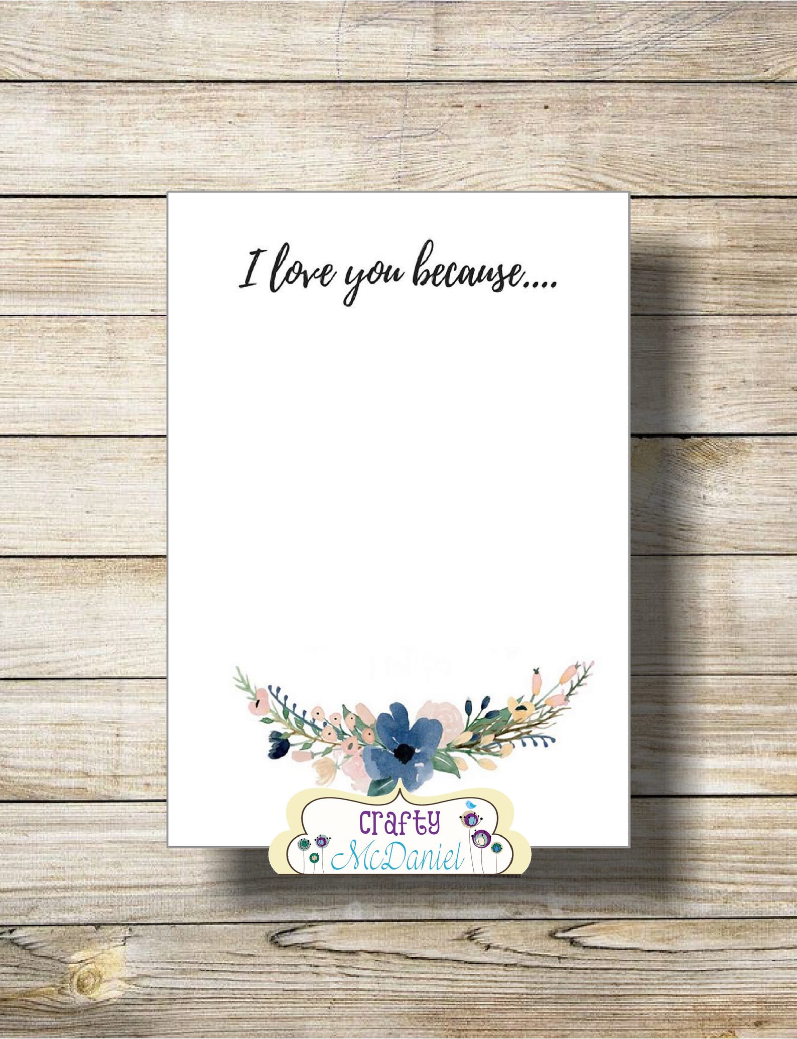 I Love You Because Printable I Love You Because Dry Erase Instant ...