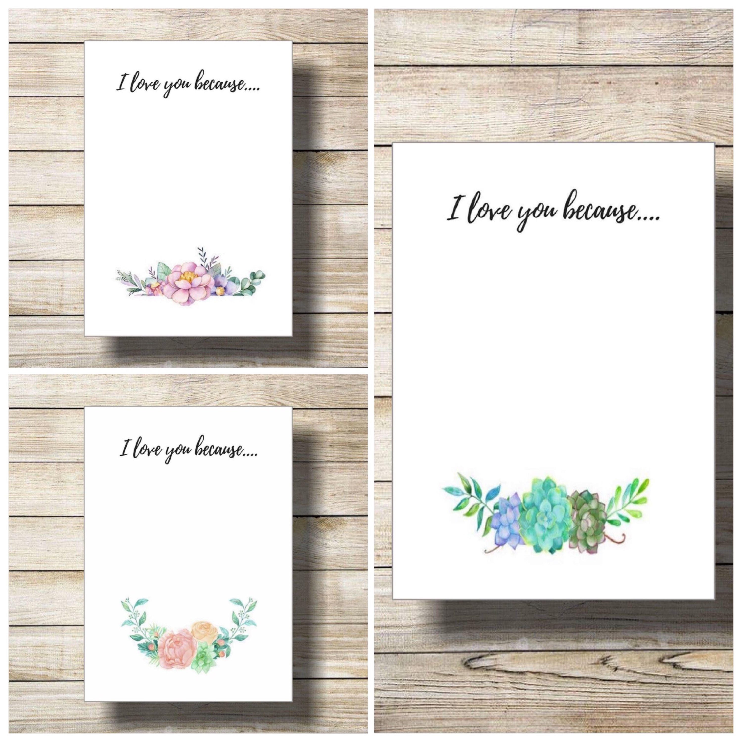 I Love You Because Printable I Love You Because Dry Erase Instant ...