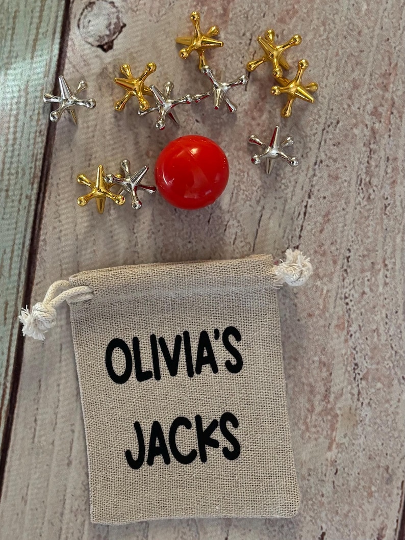 Personalized Jacks Game Set, Retro Toy With Drawstring Bag - Etsy