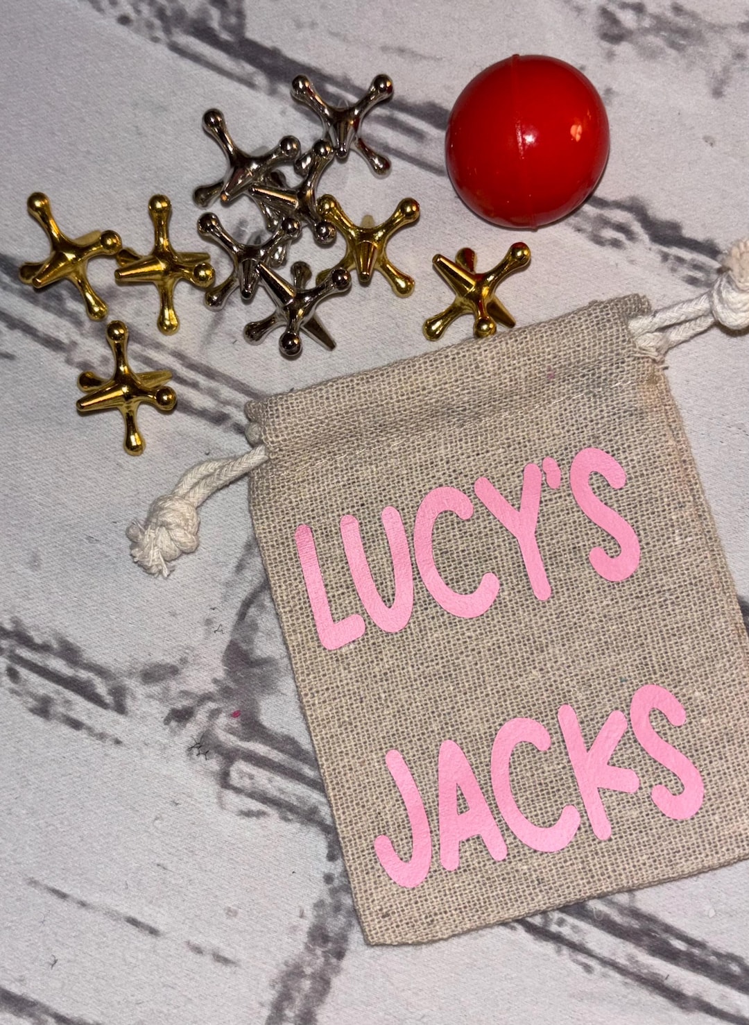 Personalized Jacks Game Set, Retro Toy With Drawstring Bag - Etsy