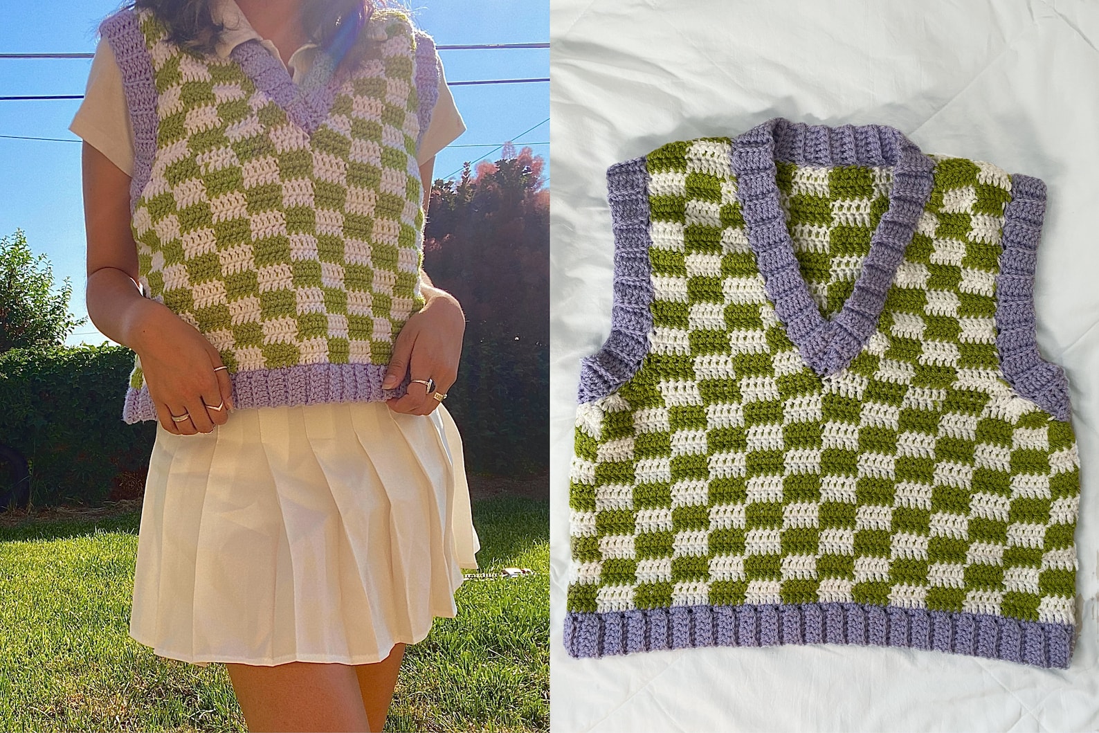 PATTERN // Crochet Checkerboard Sweater Vest - Etsy