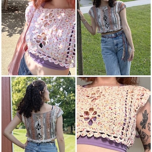 PATTERN // Breezy Boho Top - Crochet Beach, Summer, Crop Top, Tropical ...