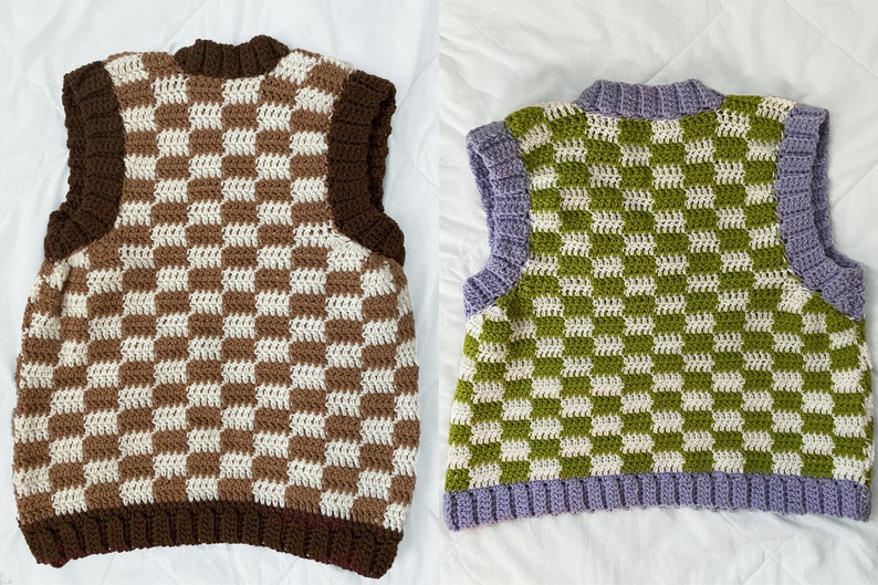 PATTERN // Crochet Checkerboard Sweater Vest - Etsy